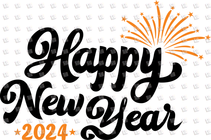 Happy New Year 2024 Black and Gold - New Years - DTF Transfer – Inked ...