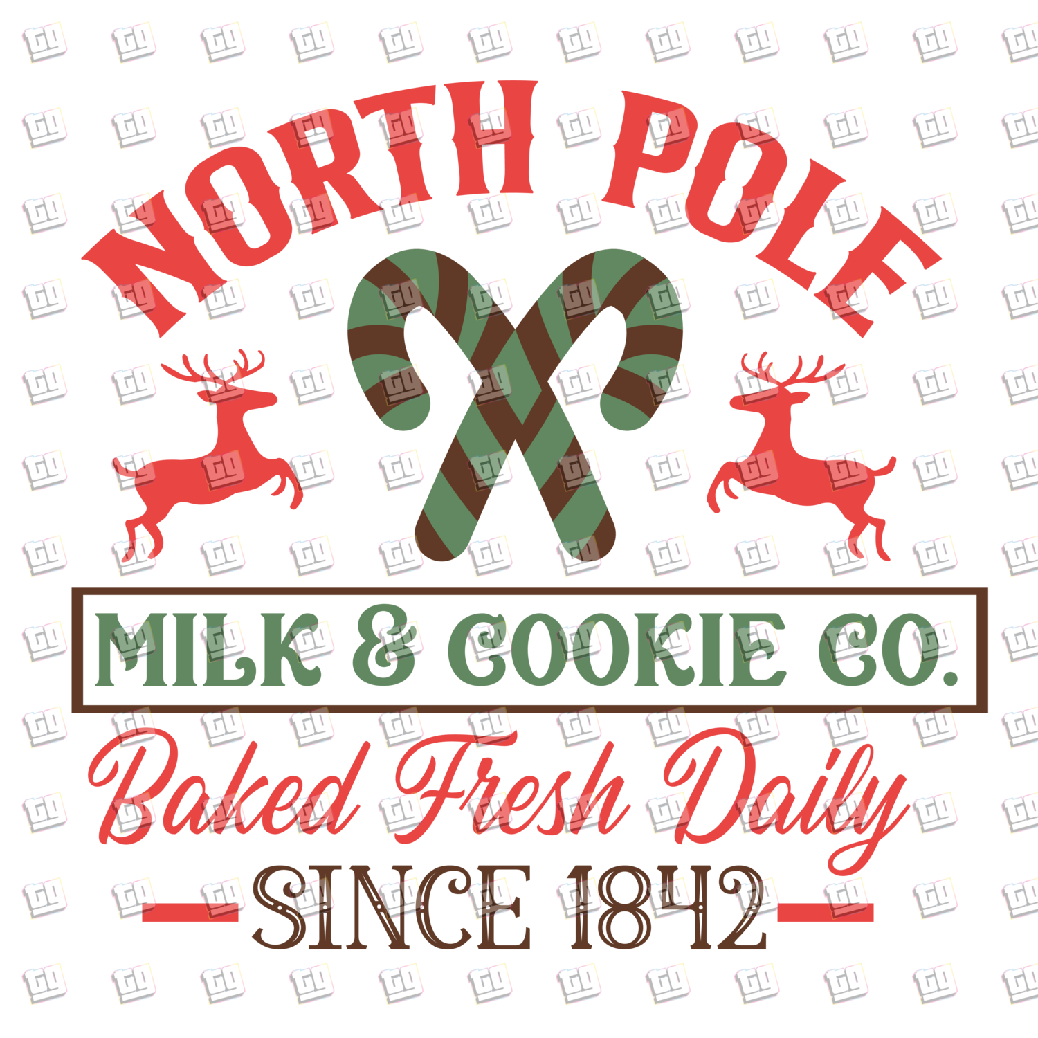 North Pole Milk & Cookie Co. (Candy Cane) - Holidays - DTF Transfer ...